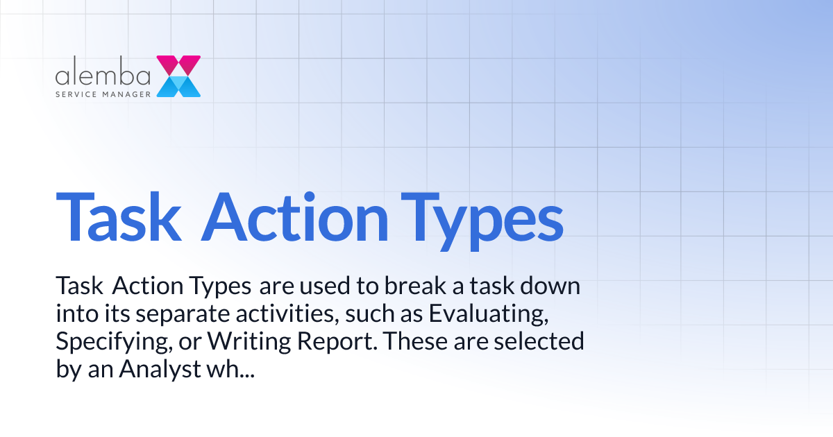 Task Action Types | ASM EOS 10.5