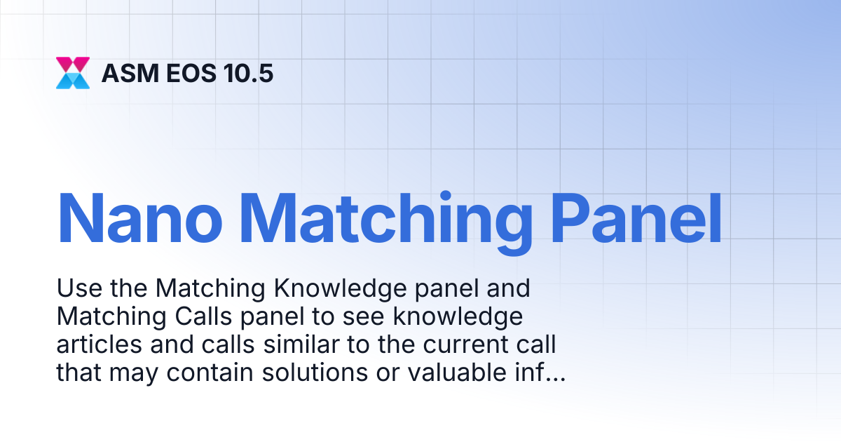 Nano Matching Panel | ASM EOS 10.5