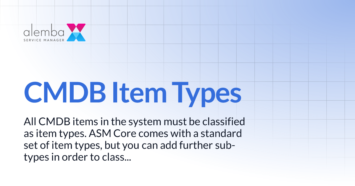 CMDB Item Types | ASM EOS 10.5