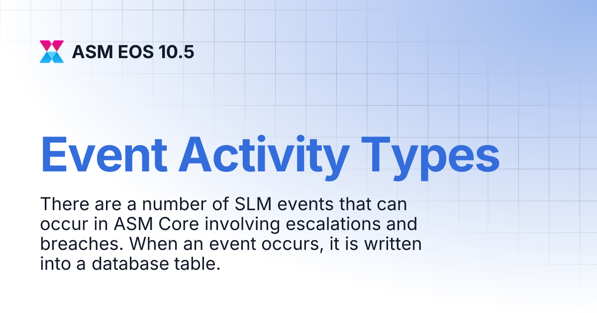 Event Activity Types | ASM EOS 10.5