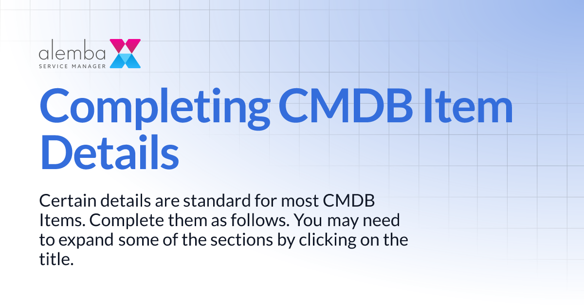 Completing CMDB Item Details | ASM EOS 10.5