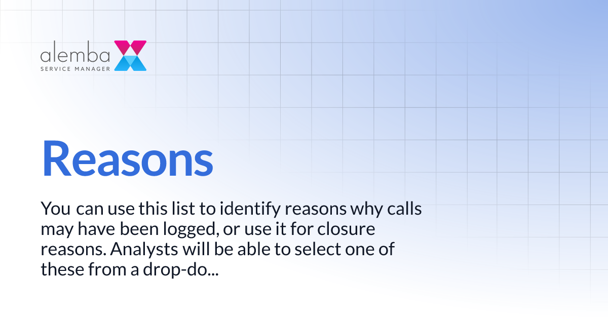 Reasons | ASM EOS 10.5