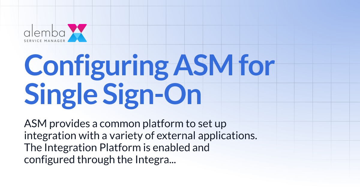 Configuring ASM for Single Sign-On | ASM EOS 10.5