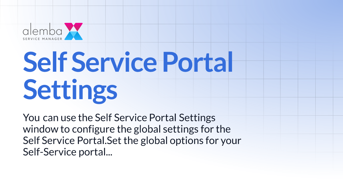 Self Service Portal Settings | ASM EOS 10.5