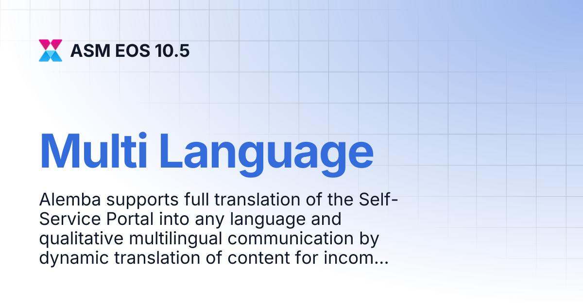 Multi Language | ASM EOS 10.5