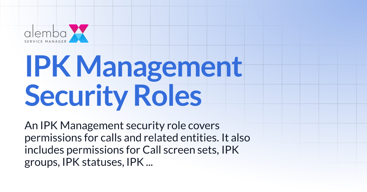 IPK Management Security Roles | ASM EOS 10.5