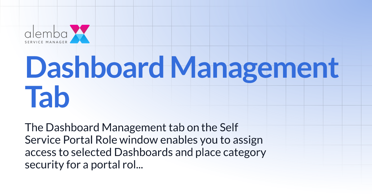 Dashboard Management Tab | ASM Hermes