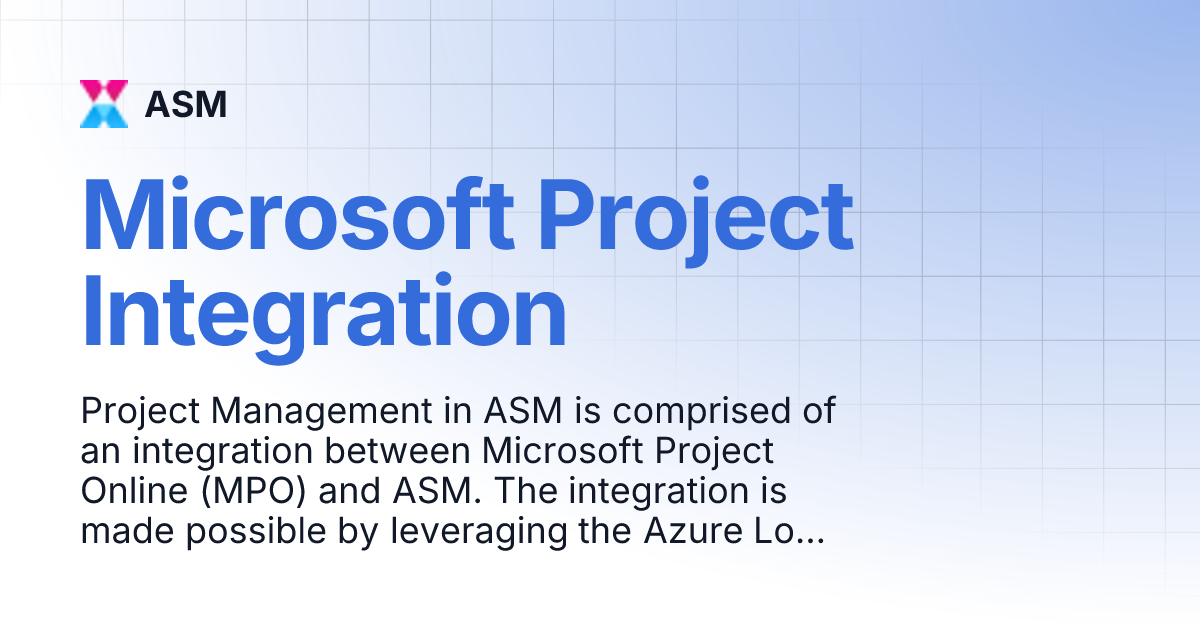 Microsoft Project Integration | ASM