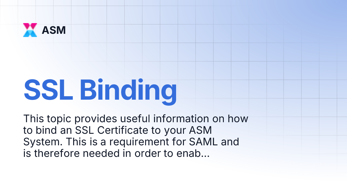 SSL Binding | ASM